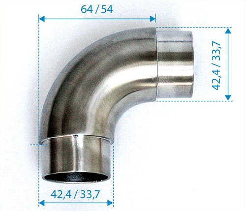 RVS-zelfbouw :: RVS Bocht 90 graden nr. 160 webshop :: roestvrij staal